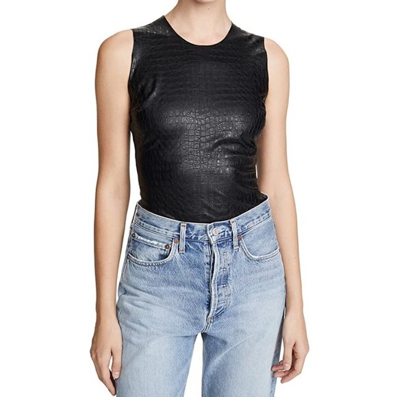 Commando | Tops | Commando Croc Embossed Faux Leather Thong Bodysuit ...